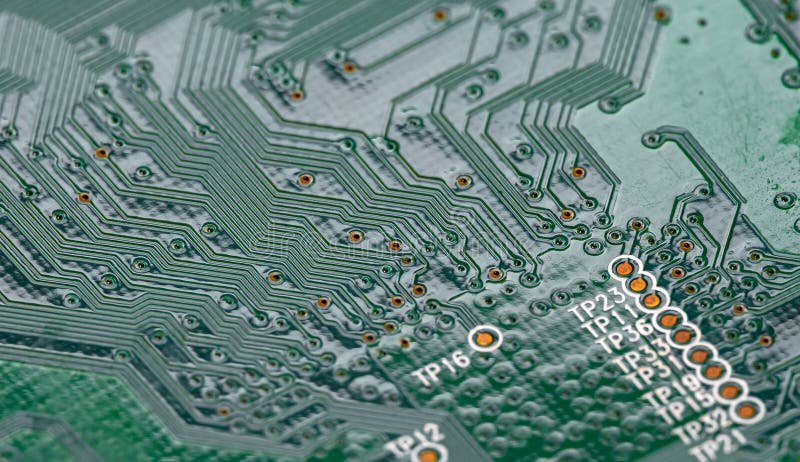 Macro Close Up of Printed Wiring on PC Circuit Board Stock Image ...