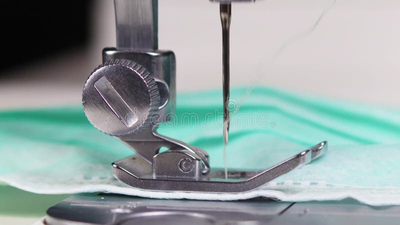 Process of Sewing Hem of Fabric Using Sewing Machine in Workshop Stock ...