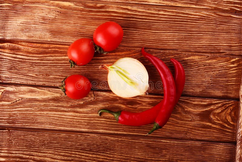 Macro Close Up of Red Pepper Chili and Tomatoes Stock Photo - Image of ...
