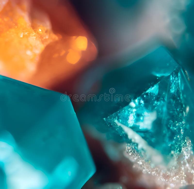 Macro Close Up of Teal and Orange Crystals Stock Illustration ...