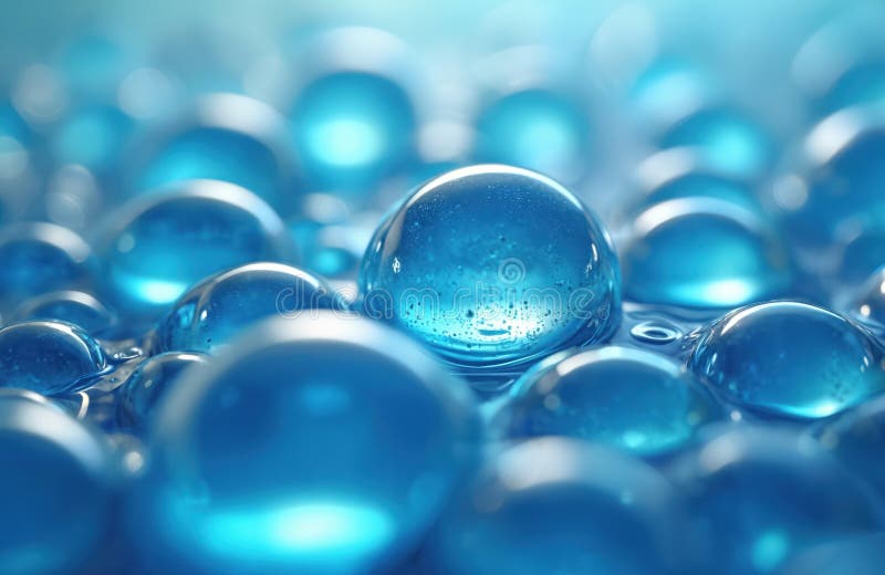 Macro Close-up of Transparent Blue Gel Balls, Hydrogel Watery Polymer ...