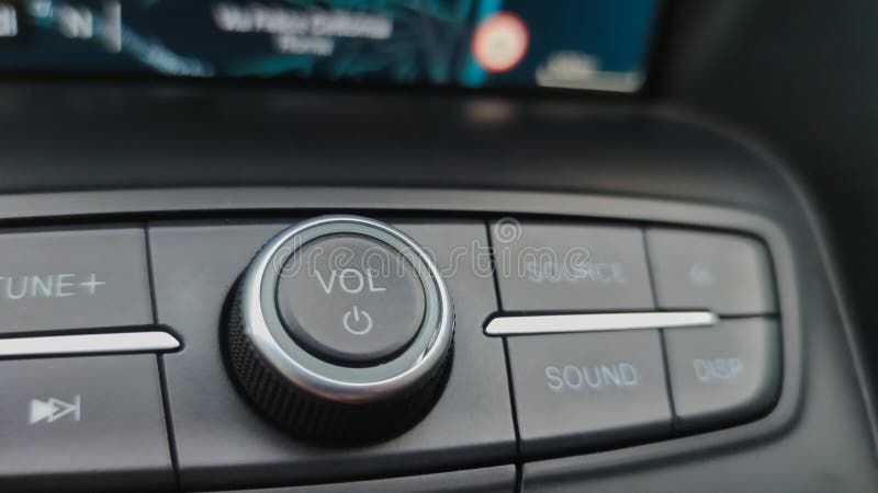 Macro Close-up, Turning Down the Volume of the Car Radio Stock Photo ...
