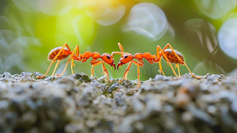 Macro Close Up View of a Group of Ants Working Together To Form a ...