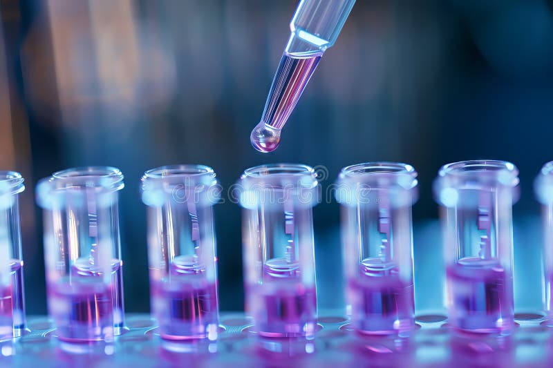 Macro Close Up View of a Laboratory Pipette Dispensing a Sample into ...
