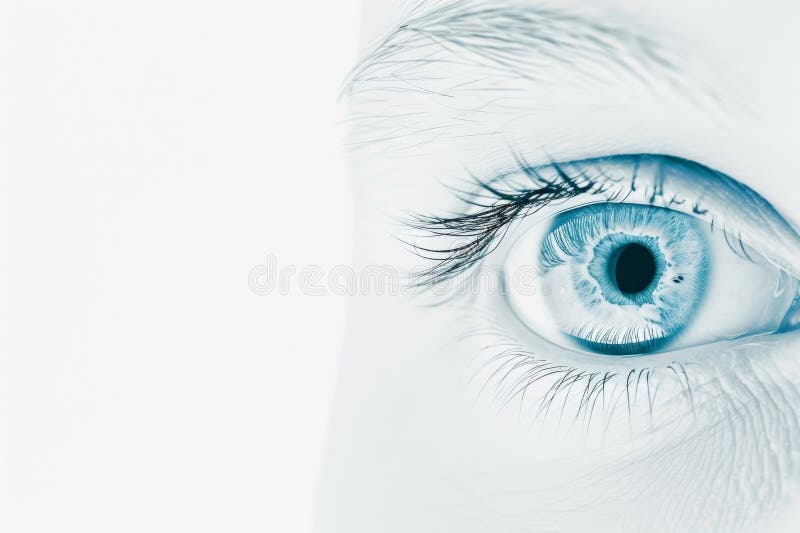 Macro Closeup of Blue Eye with Detailed Iris on White Background Stock ...
