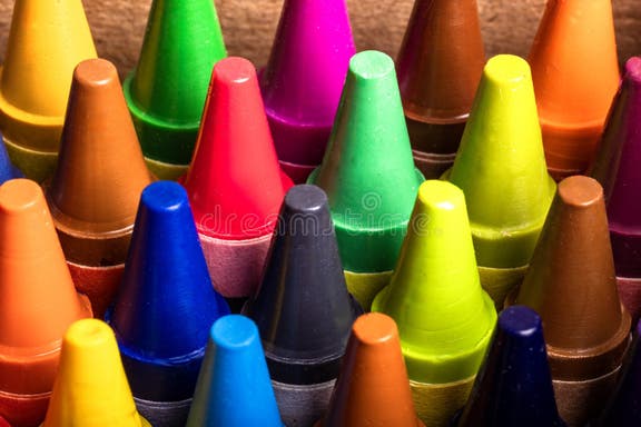 Macro Closeup of Colorufl Crayon Tips Inside a Crayon Box Stock Image ...