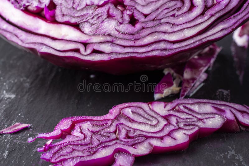 Macro Closeup of Detail of Pieces of Red Cabbage, with Selective Focus ...