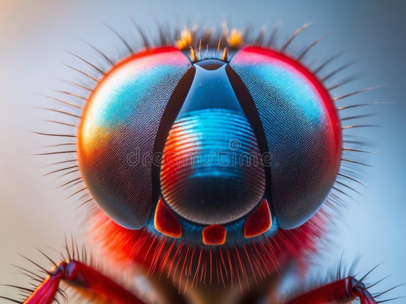 Macro Closeup of a Fly Eye with Red and Blue Hues. Stock Image - Image ...