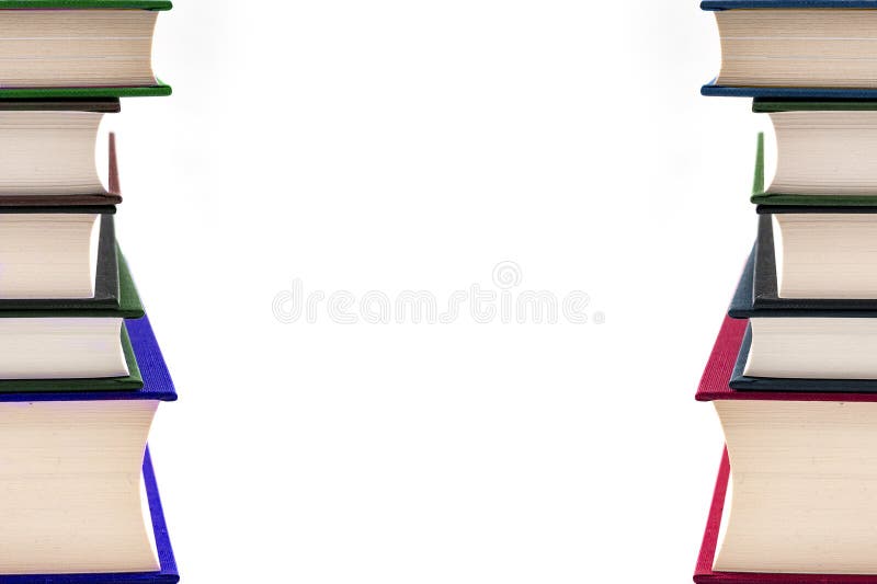 Macro on a Closeup Image of Two Stacks of Books Isolated on White with ...