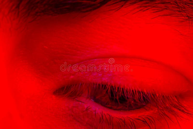Macro Closeup on Man Eye Looking Down with Sad Expression Stock Photo ...