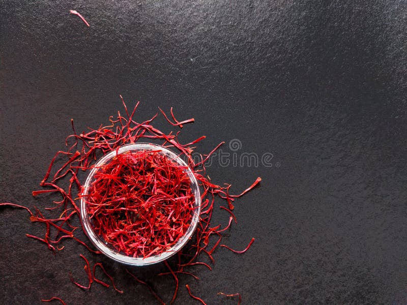 The Macro Closeup Picture of Saffron Kept on a Dark Background Stock ...