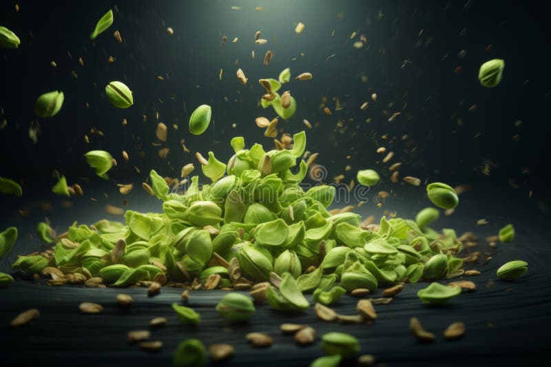 Macro Closeup of Pistachio Nuts Falling in Explosive Motion for Snack ...