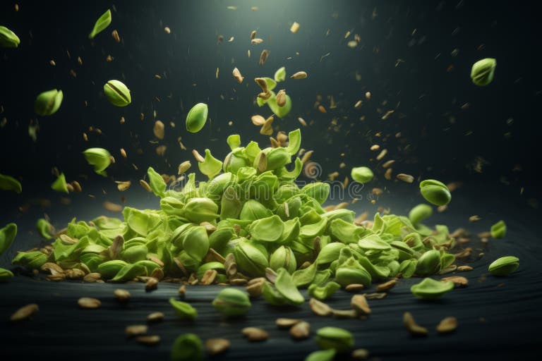 Macro Closeup of Pistachio Nuts Falling in Explosive Motion for Snack ...