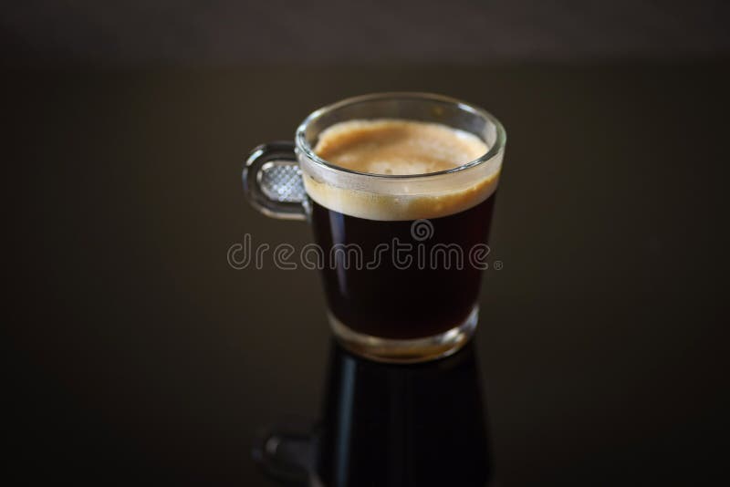 Single Glass Cup of Cappuccino on Glossy Table Stock Photo - Image of ...