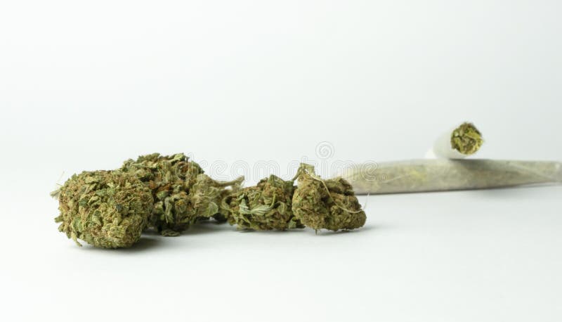 Macro Closeup View of Marijuana Buds and Cannabis Joints Isolated on ...