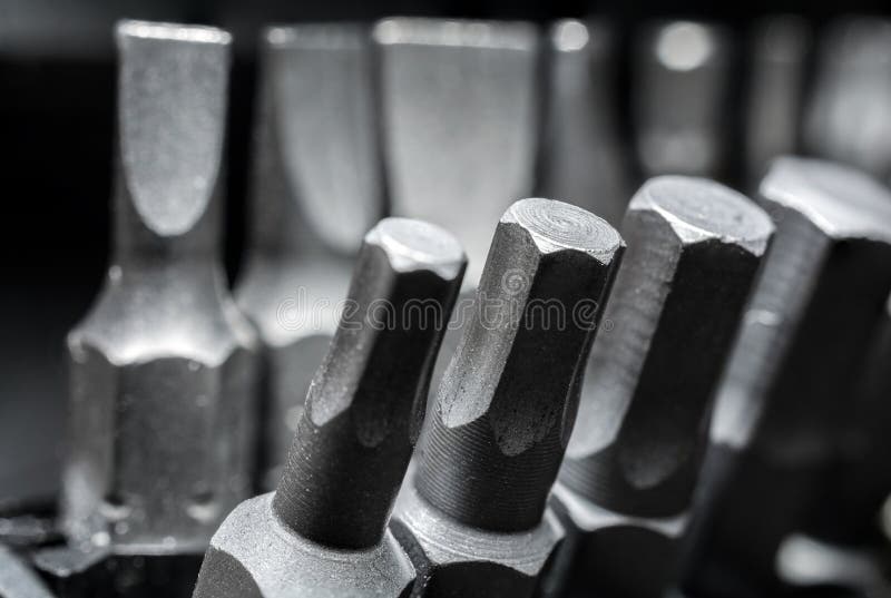Macro Collection of Phillips, Torx, Star and Slotted Bits 3 Stock Image ...