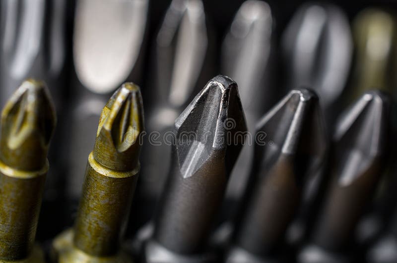 Macro Collection of Phillips, Torx, Star and Slotted Bits 9 Stock Image ...