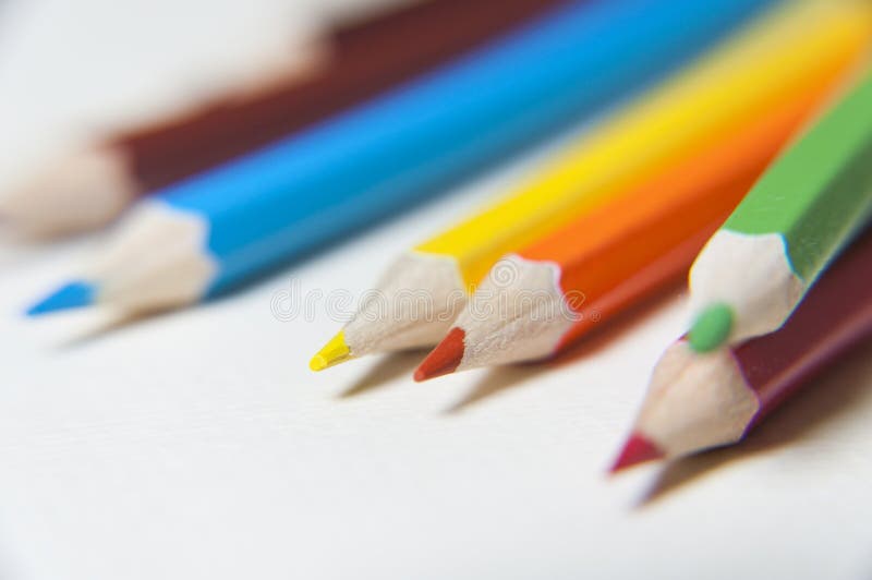 Macro Colored Pencils Isolated in White Stock Photo - Image of ideas ...