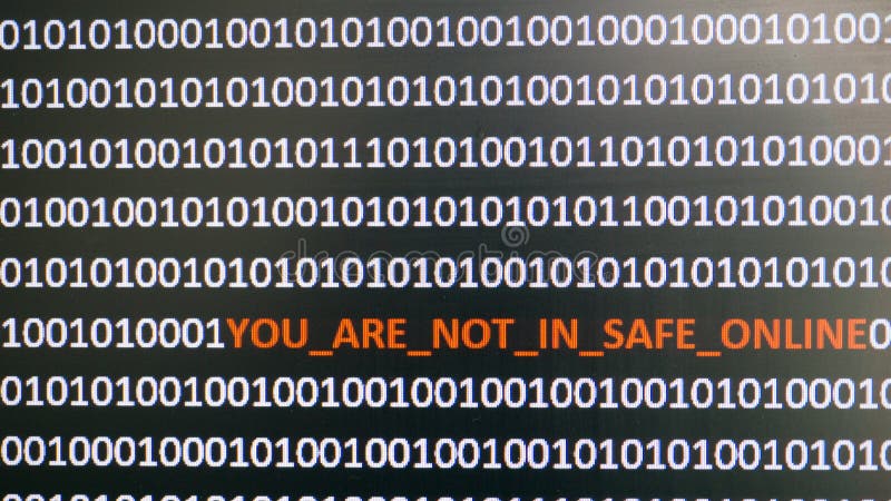 Computer Screen Shot With Binary Code And Warning Text Concept For