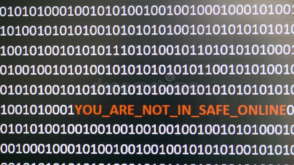 Computer Screen Shot with Binary Code and Warning Text, Concept for Computer, Technology and ...