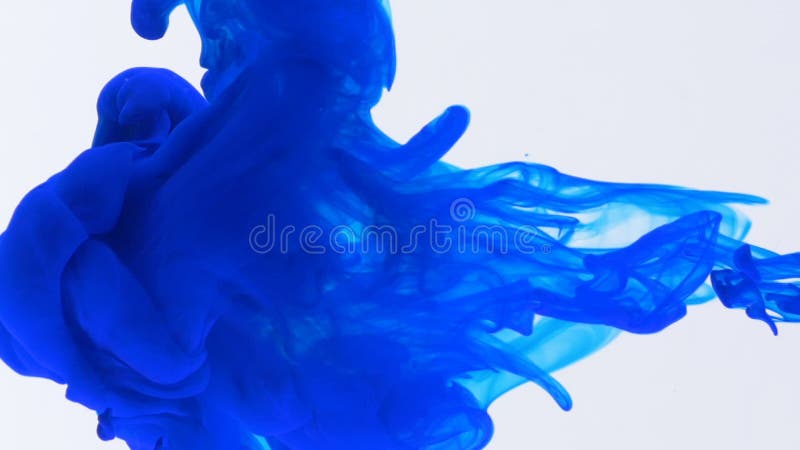 Concept of Blue Color Paint Streaming in Water Forming Abstract Shapes ...