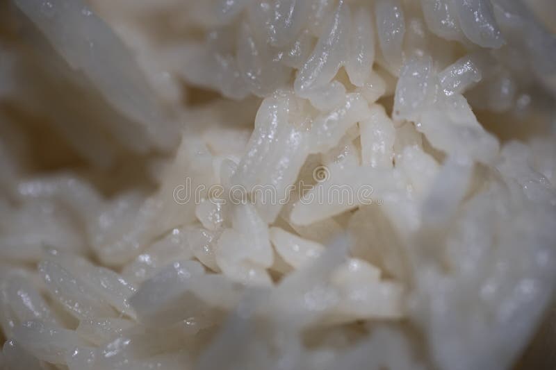 Macro of Cooked White Rice on Black. Stock Photo - Image of fiber, dish ...