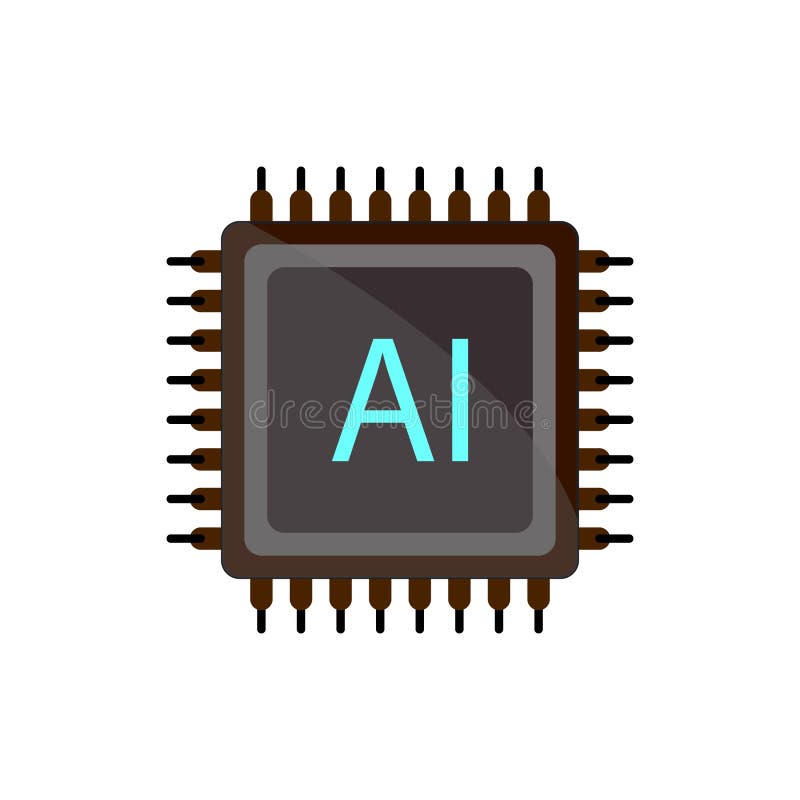 Macro Cpu Chip Icon, Digital Data Microprocessor Stock Illustration ...