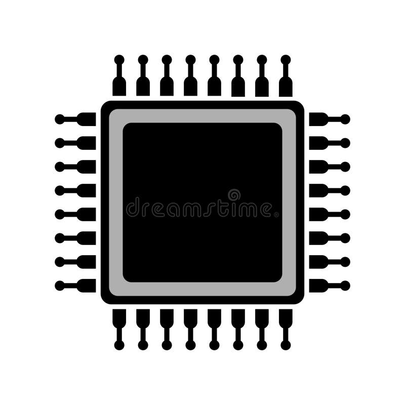 Macro Cpu Chip Icon, Digital Data Microprocessor Stock Illustration - Illustration of chip ...