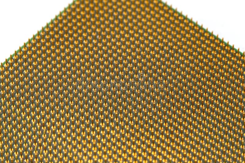 Macro of Cpu Gold Pins and Chip of Computer Stock Photo - Image of ...
