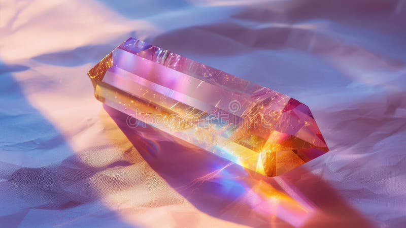 Macro of Crystal Prism Rainbow Reflection of a Crystal, Sunny, on a ...