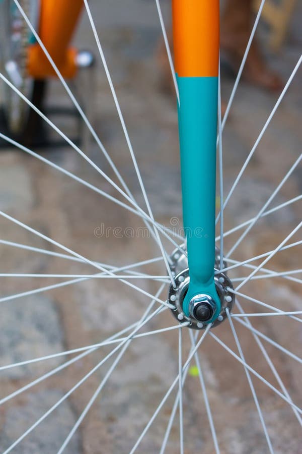 Macro Detail of an Colored Fork on a Fixie Bike Stock Photo - Image of ...