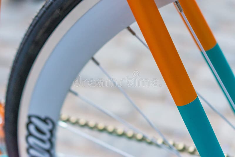 Macro Detail of an Colored Fork on a Fixie Bike Stock Image - Image of ...