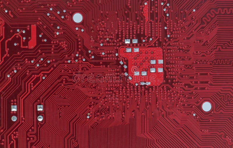 Macro Detail Computer Motherboard Hardware in Red Stock Photo - Image ...