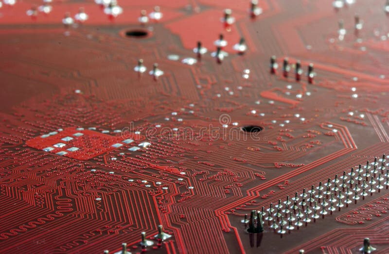Macro Detail Computer Motherboard Hardware in Red Stock Photo - Image ...