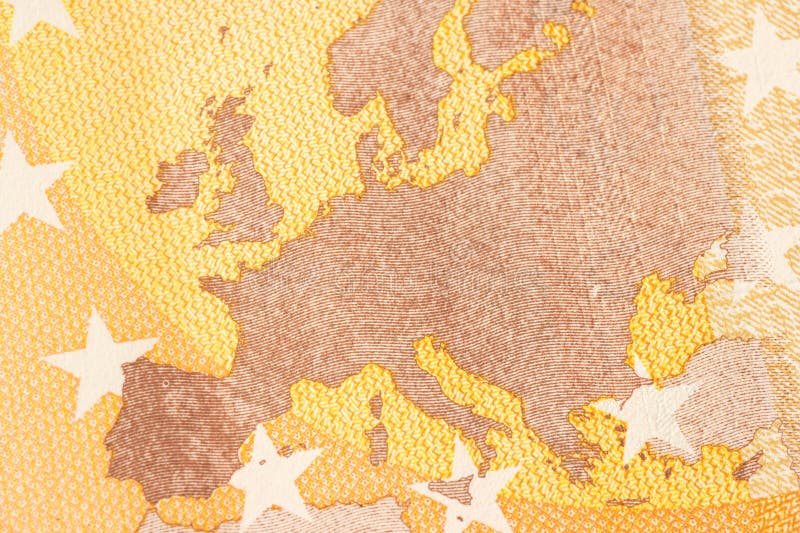 Detail of Europe Map on a Euro Banknote Stock Image - Image of paper ...