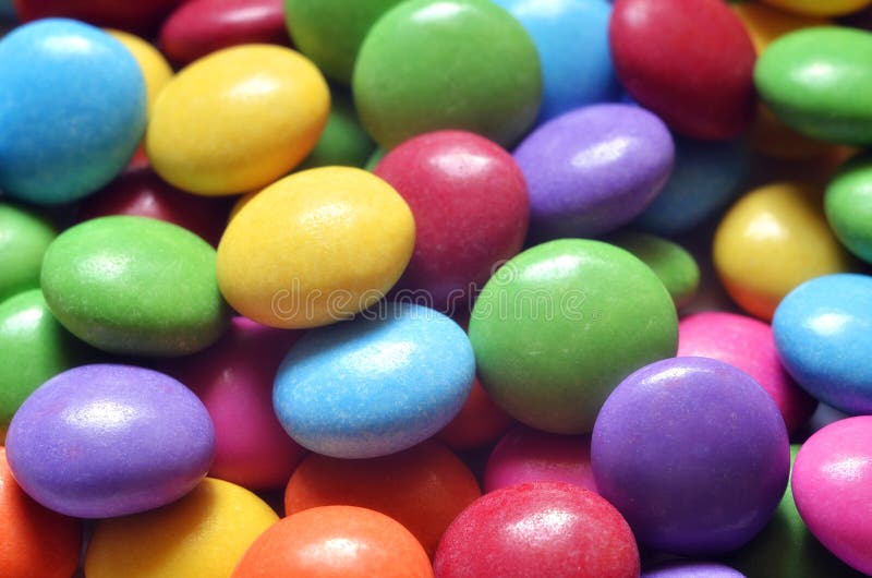 Macro Detail of Pile of Colored Smarties Stock Photo - Image of purple ...