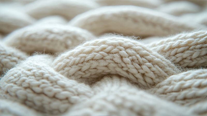 Macro Detail of White Knitted Wool Texture, Close Up Stock Illustration ...