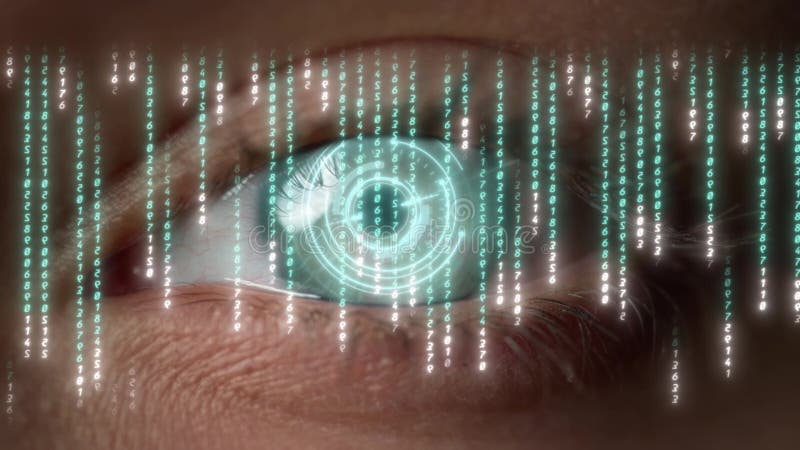 Macro Digital Matrix Eye Numbers Scrolling Hacker Calculate Data Web ...