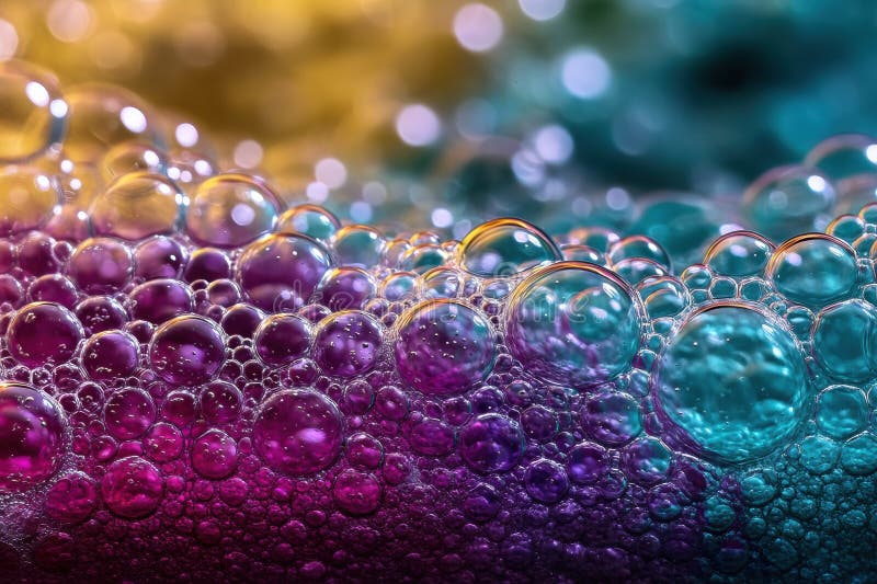 Colorful Reflections in Macro View of Soap Foam Showcasing Vibrant Hues ...