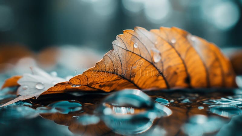 Macro of a Drop of Water Slowly Falling Stock Image - Image of leaf ...