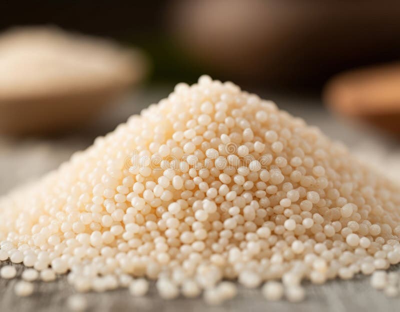 Macro of Dry Sago Grains with Rounded Shape and Starchy White Texture ...
