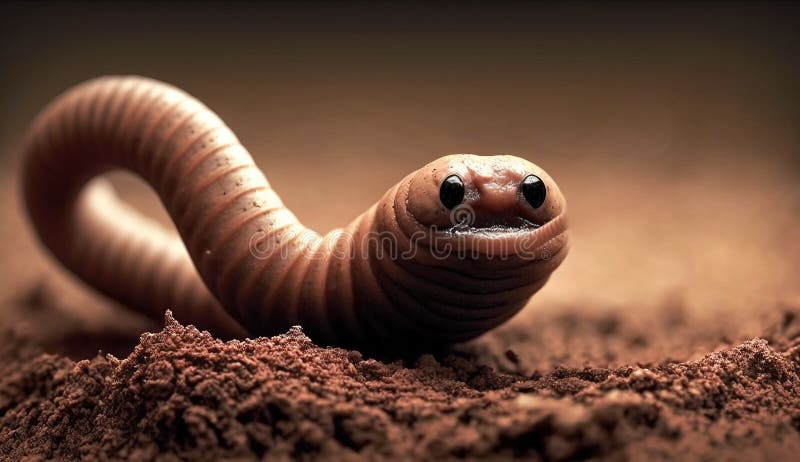 Macro Earthworm on a Dark Background Close-up. AI Generated Stock ...