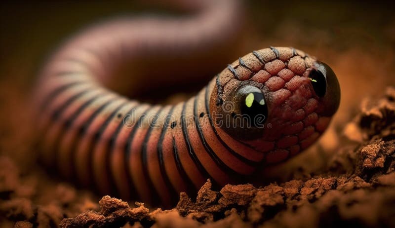 Macro Earthworm on a Dark Background Close-up. AI Generated Stock ...