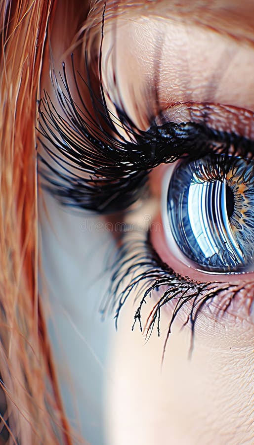 Macro Eye Shot during Eyelash Extension on White Backdrop with Ample ...