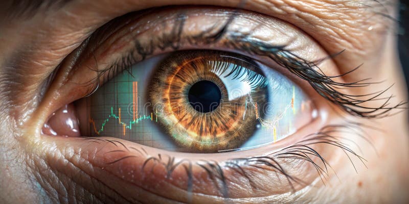 Macro Eye Stock Market Reflection in Iris Stock Illustration ...