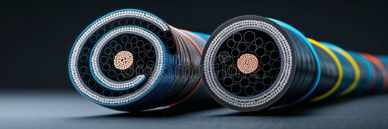 Macro Fiber Optic Cable in Section, Technological Concept for High ...