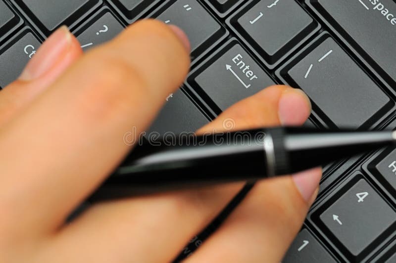Macro of finger typing stock photo. Image of enter, hand - 20240098