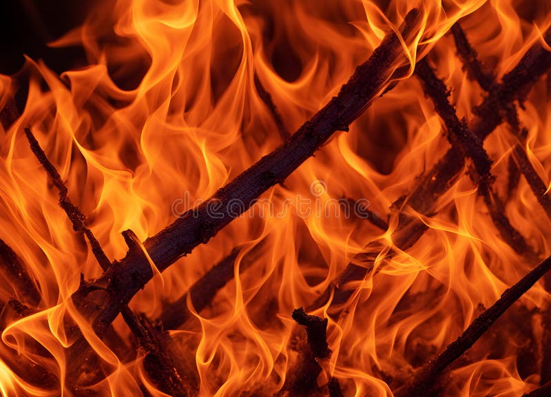 Macro Fire Flames in Fireplace Stock Illustration - Illustration of ...