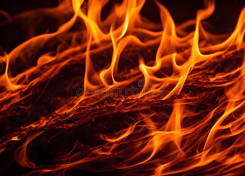 Macro Fire Flames in Fireplace Stock Illustration - Illustration of ...