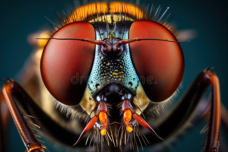 Macro Fly Eyes and Head. Generative AI Stock Illustration ...